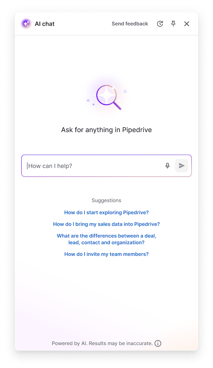 AI Chat (beta) - Knowledge Base | Pipedrive